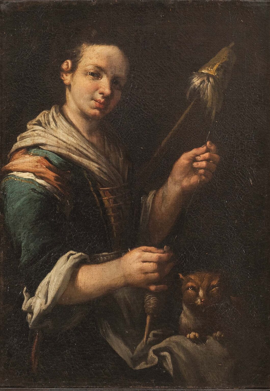 Felice Boselli, “Filatrice con gatto”. - Gregory's Aste